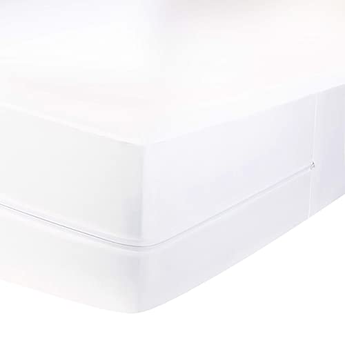 Amazon Basics 18 inches Zipper Enclosed Waterproof Mattress and Box Spring Cover Protector, Queen Size, 12 to 18 Inch Depth, White