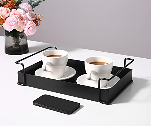 YURONG Decorative Coffee Table Tray Black Tray with Handles Serving Tray Christmas Decorations Tray for Home Table House Room 13.4 X 8.3 X 3.2 inches