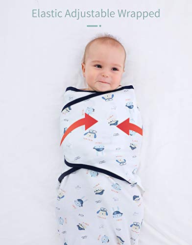 Newborn Swaddle with Hat 100% Cotton Swaddle Blankets for Baby Receiving Blanket Adjustable Sleepsack Easy Wrap Swaddle for Infant Boys Girls 0-3 Months (Stars)