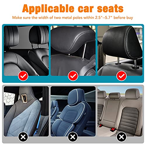 JZCreater Car Headrest Pillow, 360° Adjustable Sleeping Headrest for Car Seat, U Shape Head Neck Support Rest Pillows for Kids Adults Travel, Black