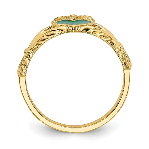 14K Yellow Gold Irish Heart Love Claddagh Celtic Ring Size 7