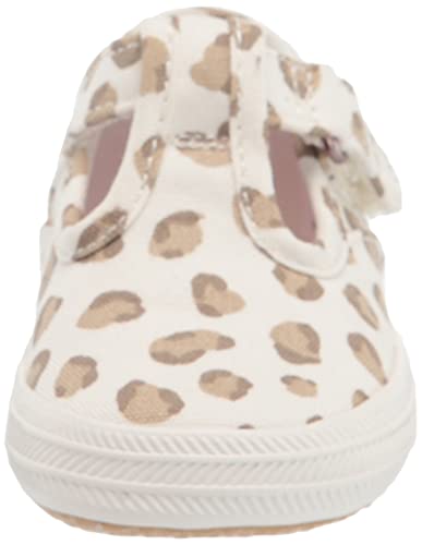 Keds baby girls Champion Lace Toe Cap T-strap Sneaker, Snow Leopard, 3 Infant US