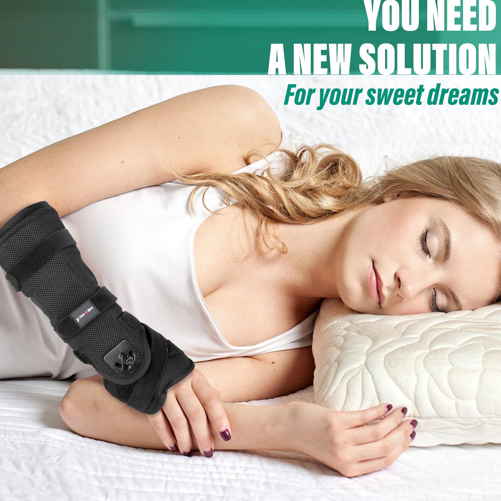 NEENCA Wrist Support Brace, Night Sleep Hand Support Brace with Splints and Adjustment Knob, Palm Wrist Orthosis - Fits Both Hands -Help With Carpal Tunnel, Relieve and Treat Wrist Pain or Injuries