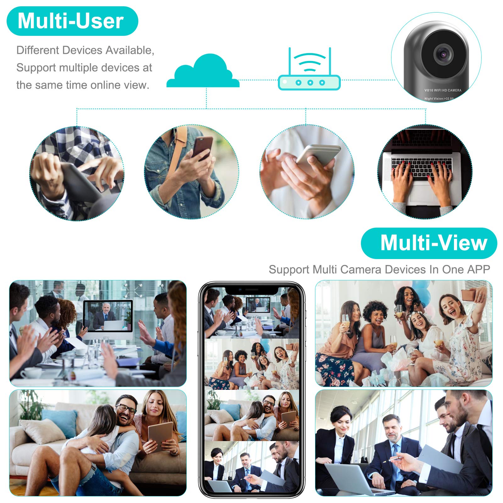 Hidden Spy Camera, 1080P WiFi Mini Camera Portable Wireless Security Cameras with 2 Lenses Motion Detection Night Vision Remote View for Home Surveillance Video Recorder Covert Nanny Cam(2021 Design)