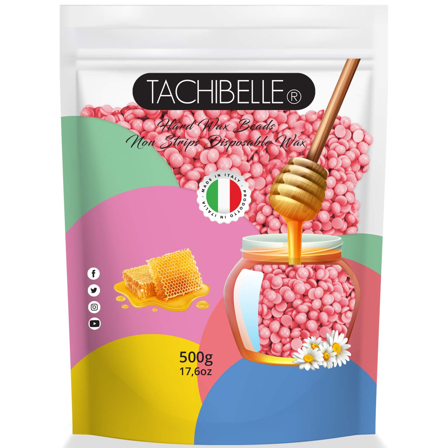 Easy to Use Hard Wax Beans,Hair Removal Full Body Brazilian Bikini Beads Waxing for Sensitive Skin Face Bikini Legs Eyebrow Passionfruit 500g/1.1 lb Made In Italy (Passionfruit)