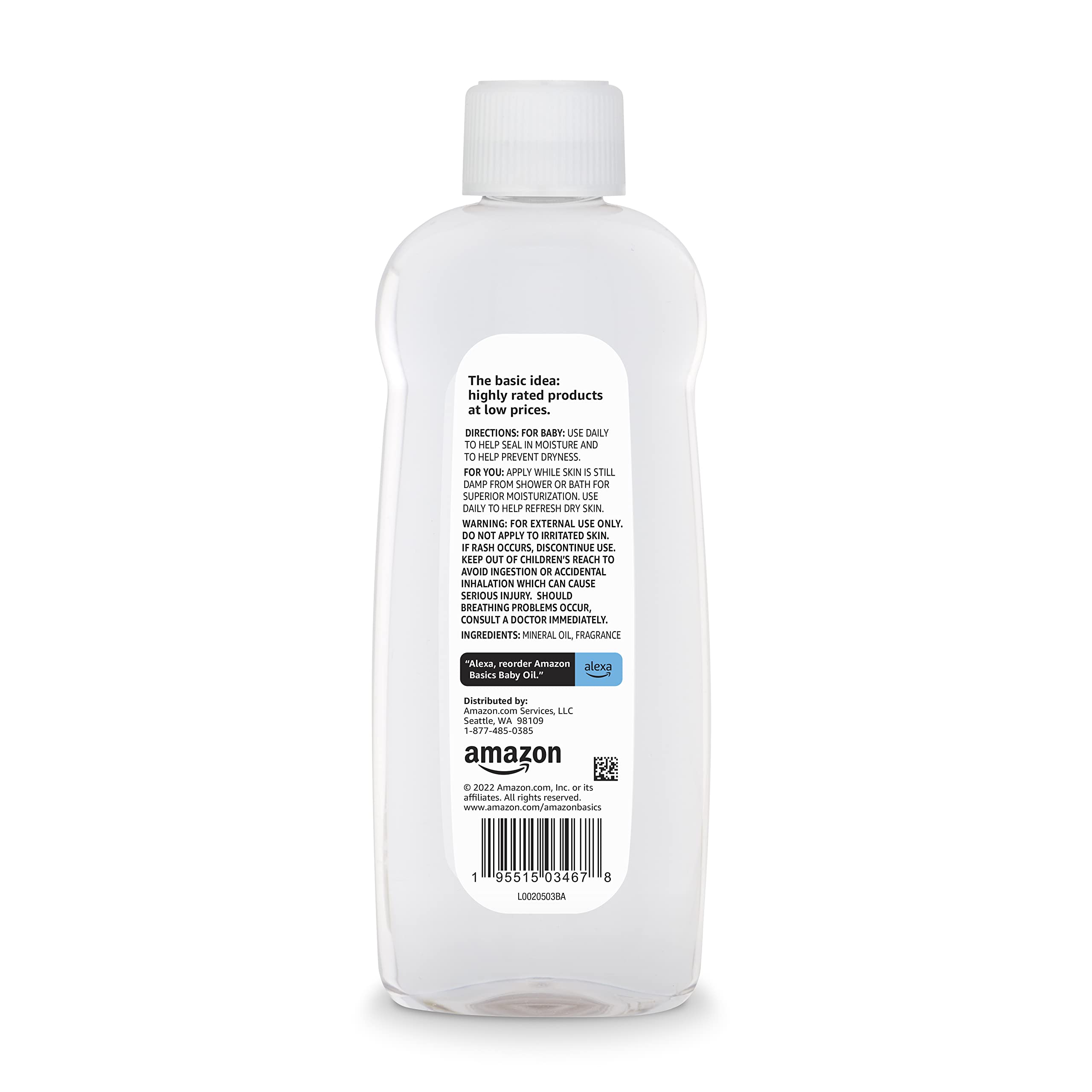 Amazon Basics Baby Oil, Mild & Gentle, Dermatologist Tested, Lightly Scented, 14 Fluid Ounces (Previously Solimo)