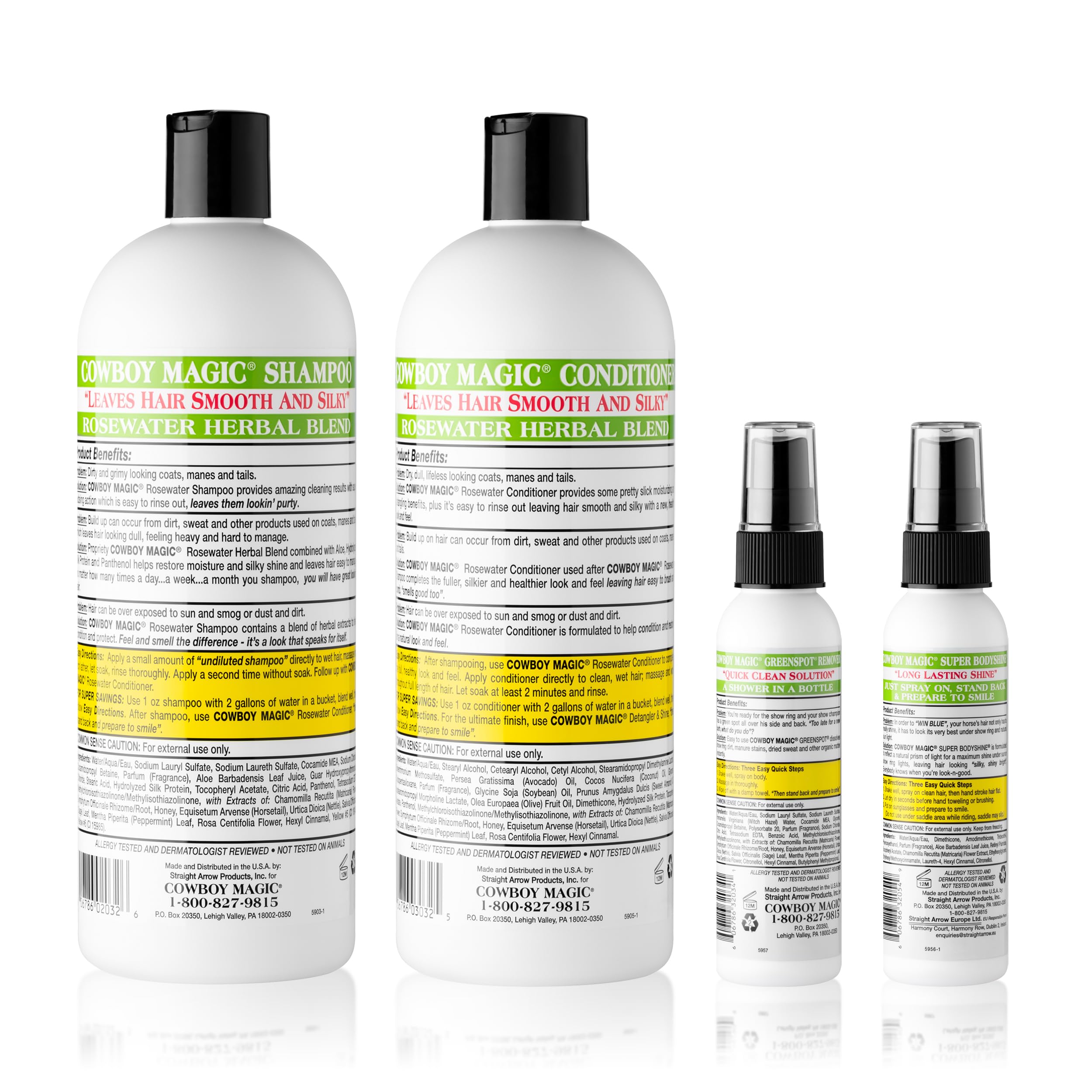 Cowboy Magic Show Ready LIMITED EDITION Box Set - 32 Oz Rosewater Shampoo, 32 Oz Conditioner, 4 Oz Greenspot Remover, 4 Oz Superbody Shine, and Bonus Gifts