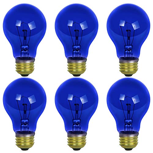 2 Pack of Sunlite 25 Watt A19 Colored, Medium Base, Transparent Blue