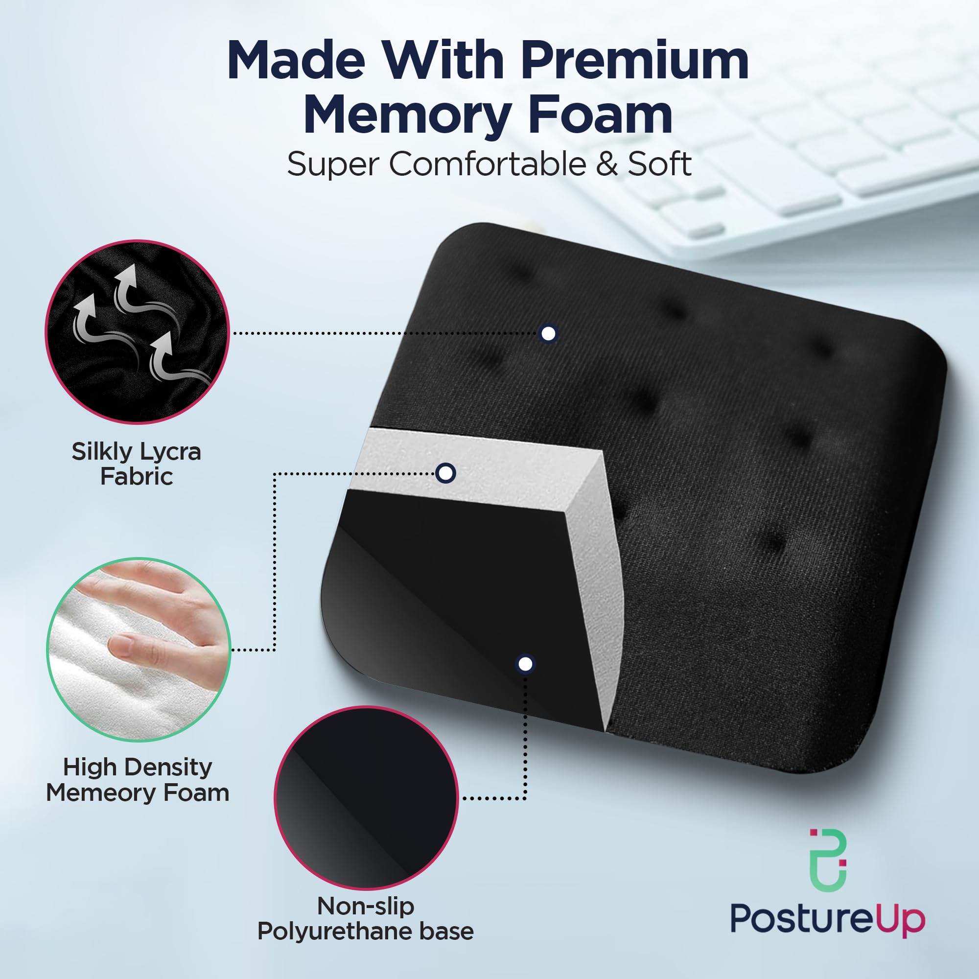 WavePads by PostureUp – Original Two Pack Adjustable Wrist Rests for Laptop and Keyboard Ergonomic Memory Foam Laptop Wrist Pads for Wrist Pain & Carpal Tunnel Relief, Memory Foam Wrist Support Pad