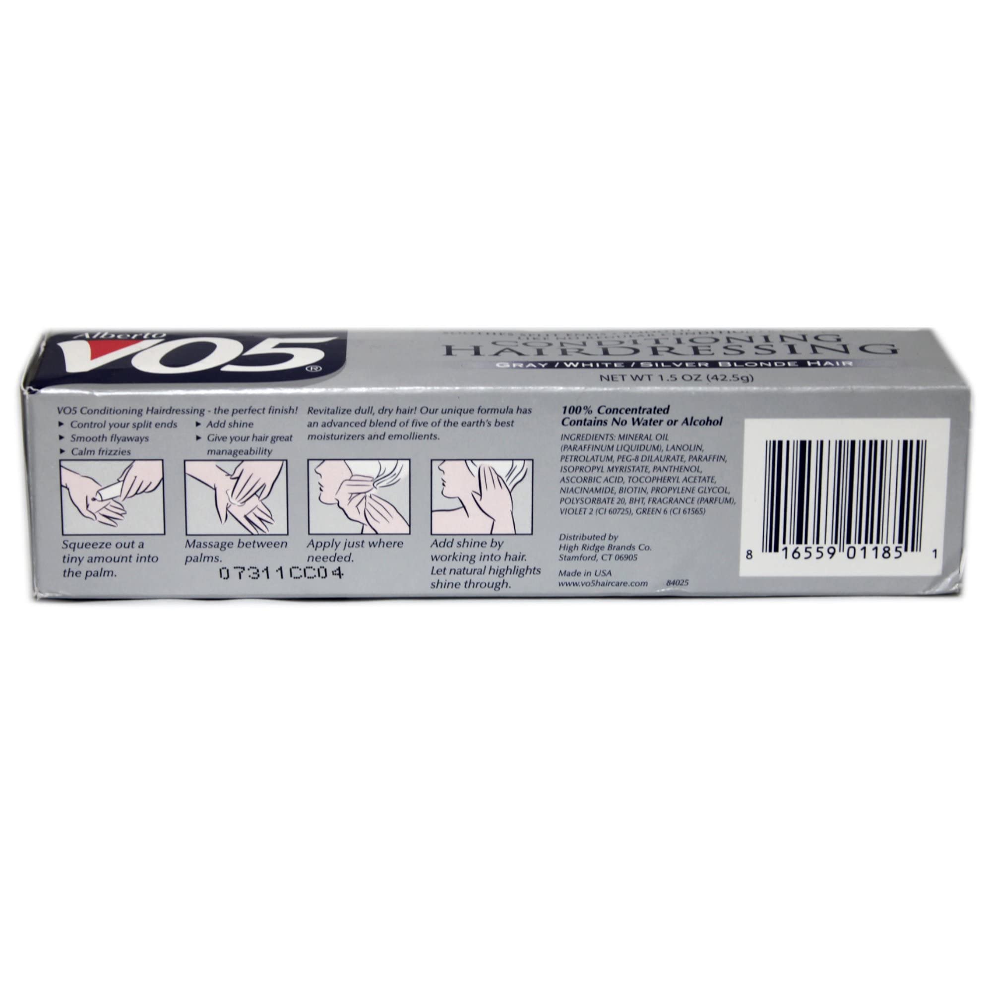 Alberto VO5 Conditioning Hairdressing for Gray, White, Silver Blonde Hair, 1.5 oz (Pack of 2)