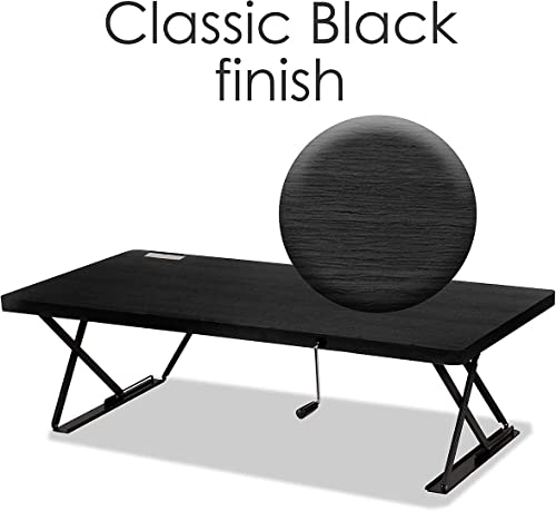 Manual Adjustable Height Computer Tabletop, Crank Lift, 47x24x15 (LxWxH) (Black)