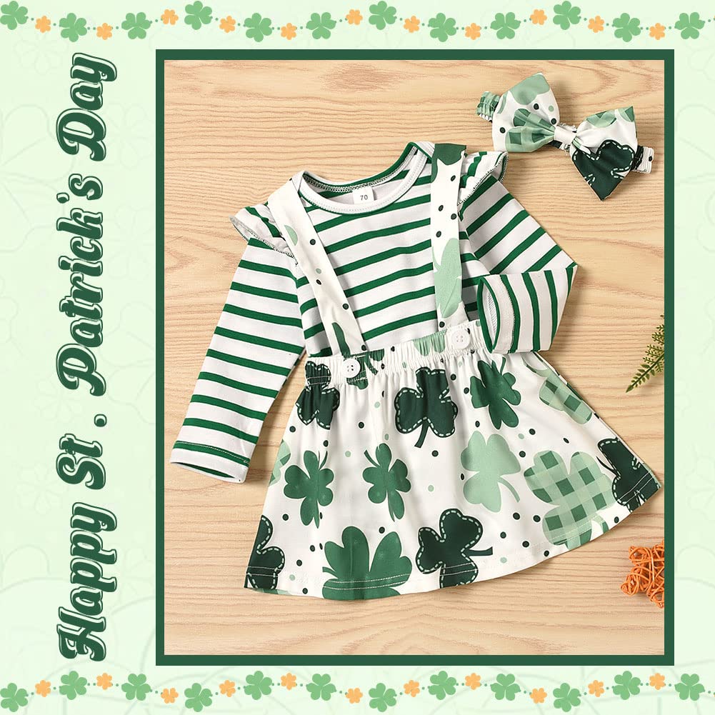 XIFAMNIY Baby Girls Valentine's Day/St.Patrick Day/Easter Day Outfit Newborn 3Pcs Suspender Skirt Set