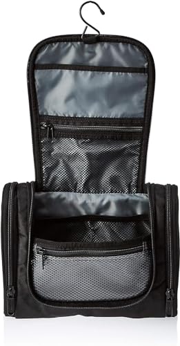 Amazon Basics Hanging, Travel Toiletry Bag Organizer, Shower Dopp Kit, Black