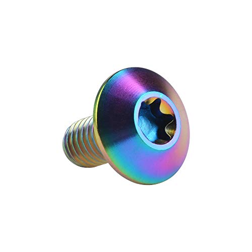 Wanyifa Titanium M4 M5 M6 10 12 15 20 25mm Button Torx Head Bolt Screw for Bicycle Motorcycle Pack of 4 (Ranibow, M5x12mm)