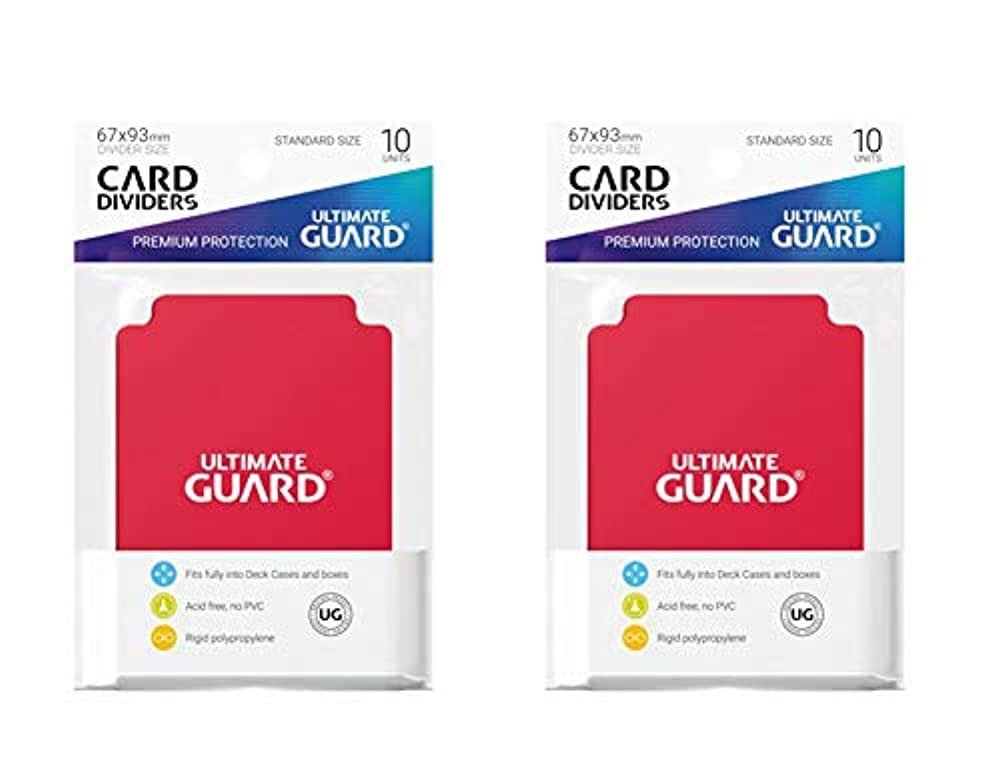 2 Packs Ultimate Guard Red Card Dividers (10) Standard Size Individual Pack