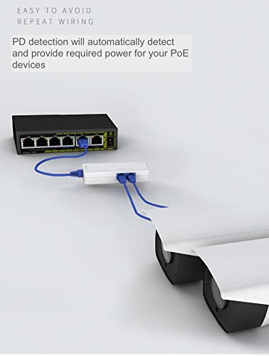 KENUCO PoE Extend Switch, IEEE802.3af/at/bt, PoE+ BT Port 48V 60W Output, Cascade 3-4 Times, Distance Extend 330 ft,No Power Required, Plug&Play.