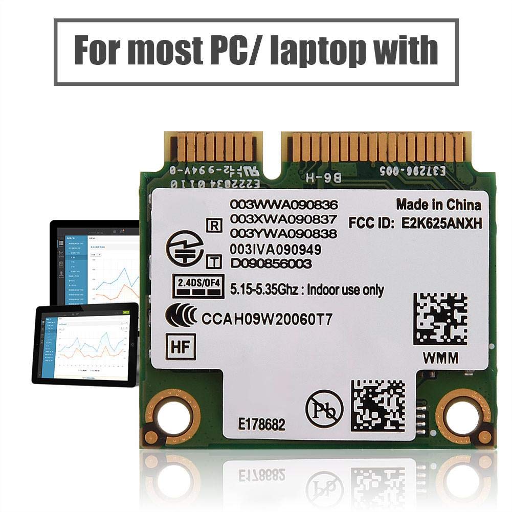 2.4G/ 5G Dual Band Wireless, 300Mbps AC 802.11 A/B/H/G/N Half Height Mini PCI-E WiFi Network Card for Intel 6250 WiMax Compatible with DELL/Asus/Toshiba/Acer