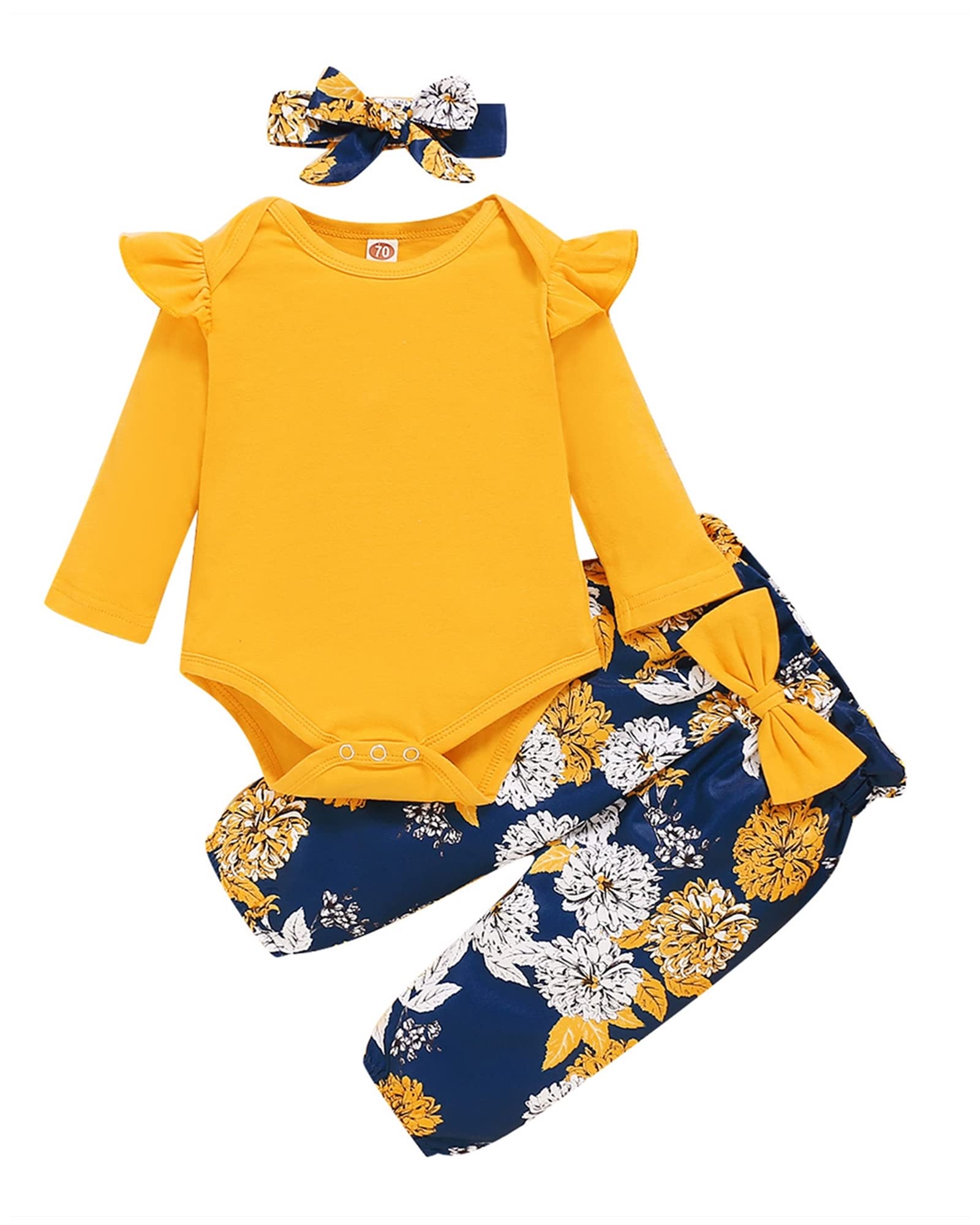 12 Months Baby Girl Clothes Gifts Baby Girl Outfits Winter Infant Clothing Ruffle Romper Floral Pants Set 12-18 Months Girl Clothes