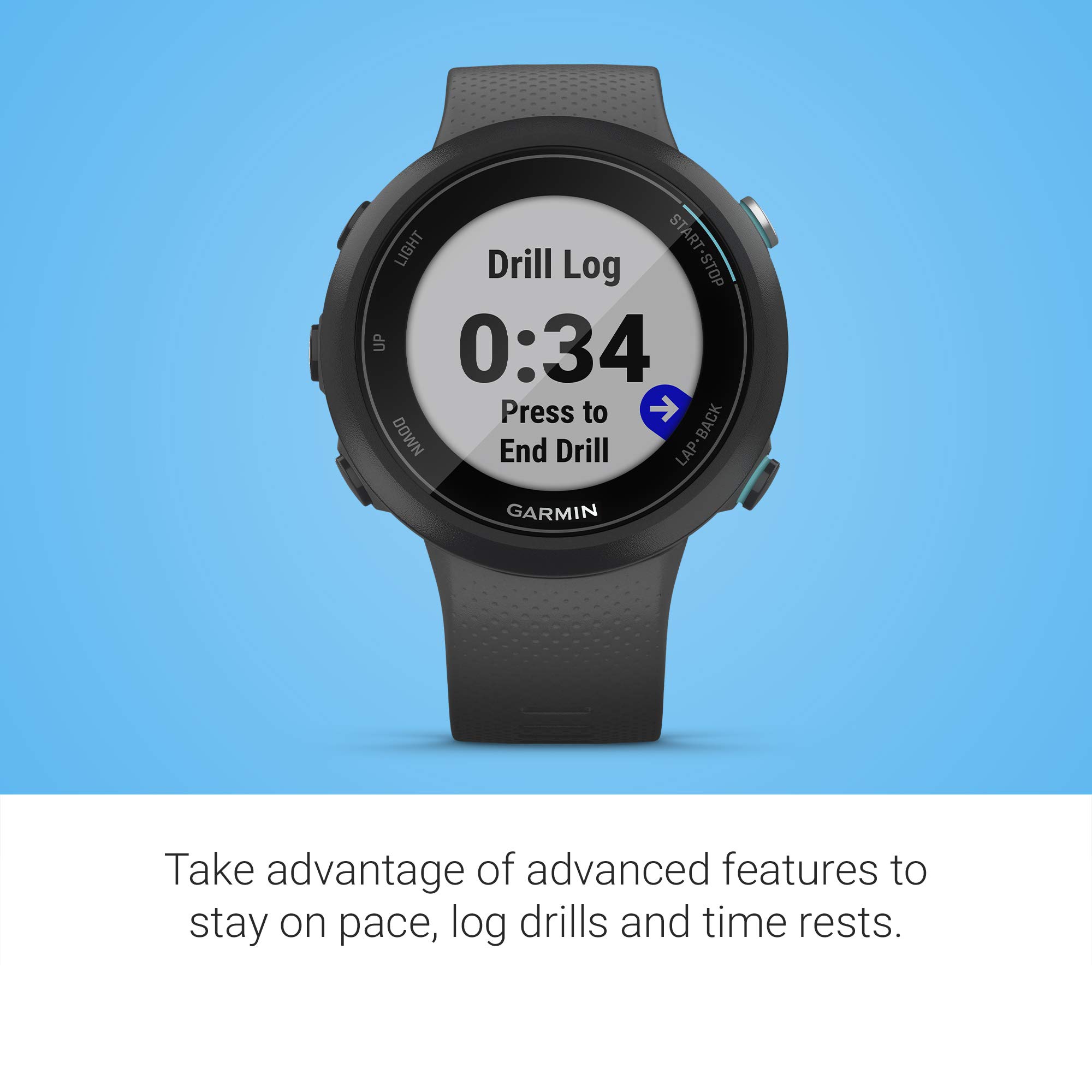 Garmin - Swim 2 Smartwatch 42mm Fiber-Reinforced Polymer - Slate - 010-02247-00 (Renewed)