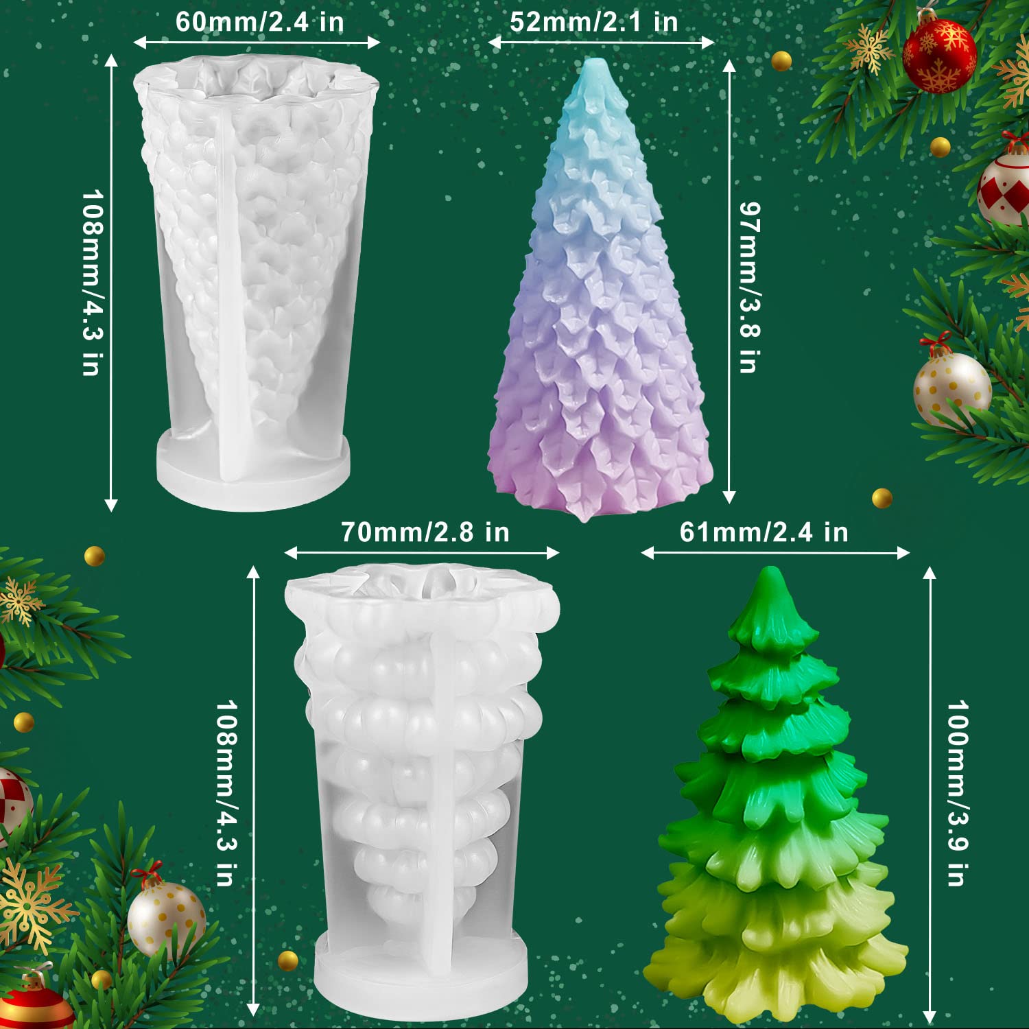 3D Skull Resin Molds, 2 Pack Skull Candle Molds, Silicone Skull Shape Handmade Candle Making Mould, DIY Craft Resin Mold for Fondant Cake, Aromatherapy Candle, Chocolate, Soap, Candy