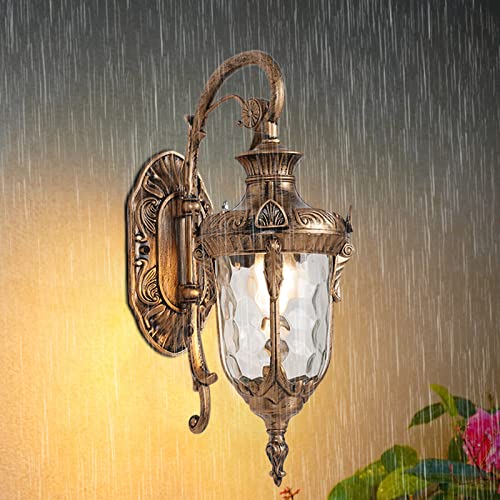 Bazargame Outdoor Wall Lantern,Outdoor Lighting Lantern Lamp,Dusk to Dawn Sensor Outdoor Wall Sconce,for Courtyard Garden House Garage Entrance(Bronze)