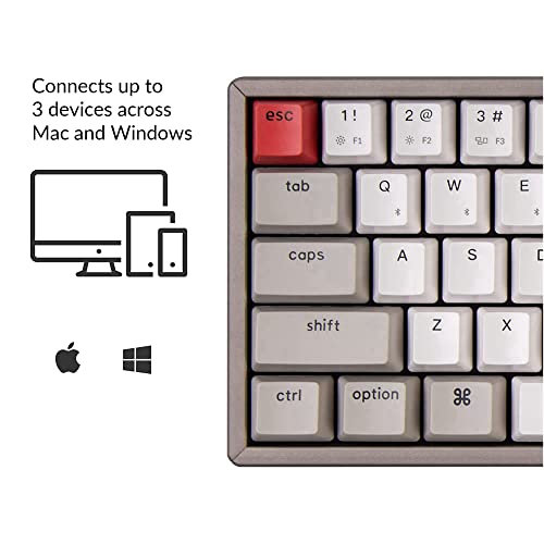 Keychron K6 65% Compact 68-Keys Aluminum Frame Wireless Mechanical Keyboard for Mac, Bluetooth, Multitasking, Wired Gaming Keyboard for Windows Non-Backlit with Keychron Blue Switch