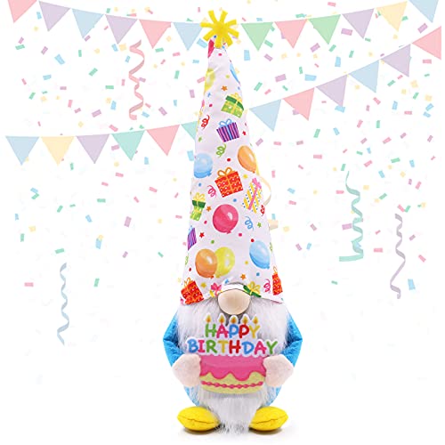 Birthday Gnomes Farmhouse Happy Birthday Tomte Plush Birthday Gifts Handmade Scandinavian Party Hat Nisse Home Ornaments Elf Dwarf Collections Kitchen Tiered Tray Decorations