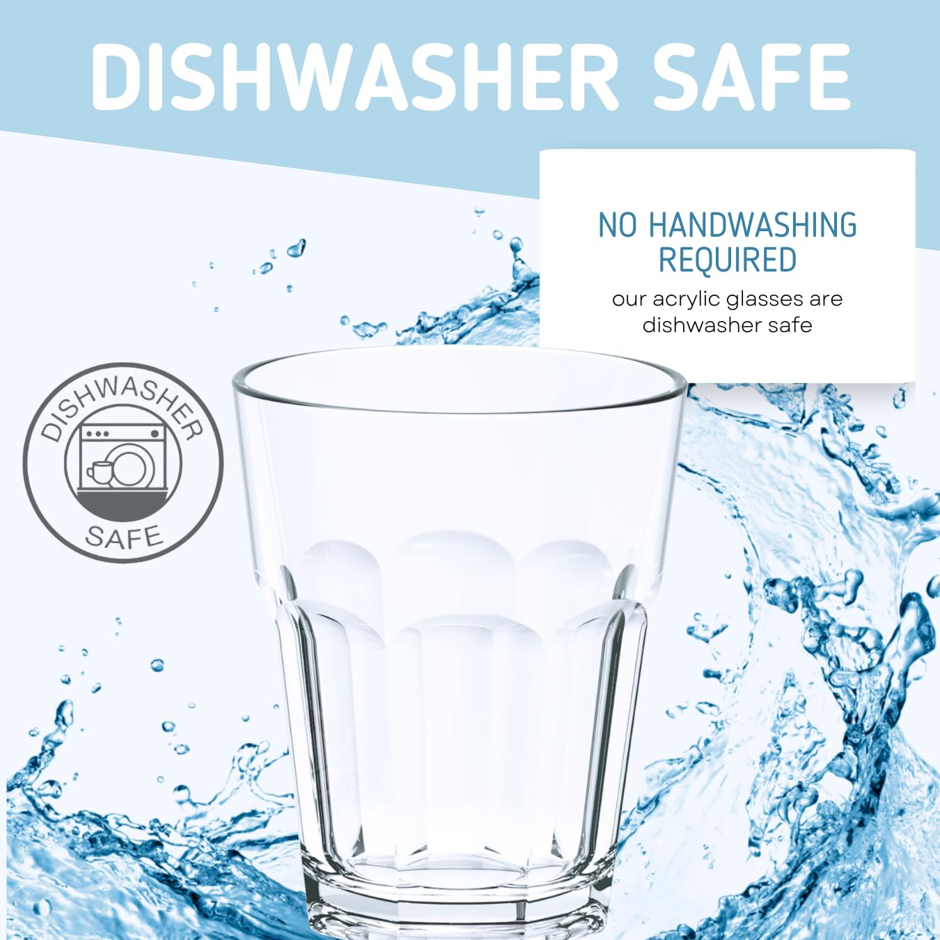 12 Oz Drinking Glasses Tritan Acrylic Cups Set By Decor Works - Glassware Plastic Tumblers - Water Glasses Acrylic Glasses - BPA Free & Durable - Dishwasher Safe Drinking Glasses Set Of 6