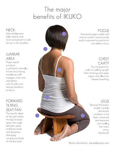 BLUECONY Meditation Bench IKUKO Basic, Preassembled Version, Wooden Kneeling Ergonomic Seiza - Solid Wood Dark Walnut, High Height (8" or 20 cm)
