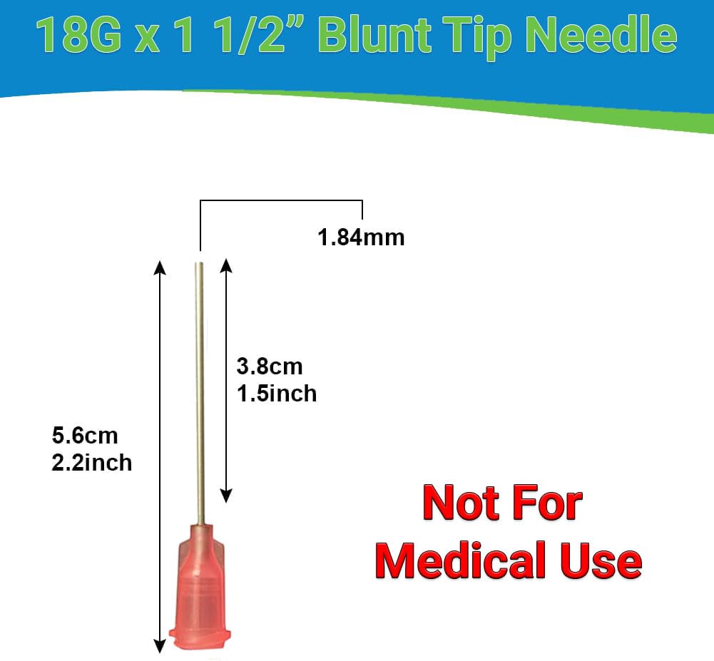 3ml Sterile Syringe 18g x 1 1/2" Blunt Tip Needles - Pack of 10 - Ideal for Accurate Dispensing, Crafting, DIY Projects, and Liquid Handling