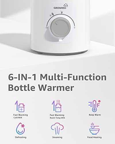 Bottle Warmer, GROWNSY 6-in-1 Fast Baby Milk Warmer for Breastmilk or Formula, Accurate Temperature Control, with Defrost, Sterili-zing, Keep, Heat Baby Food Jars Function
