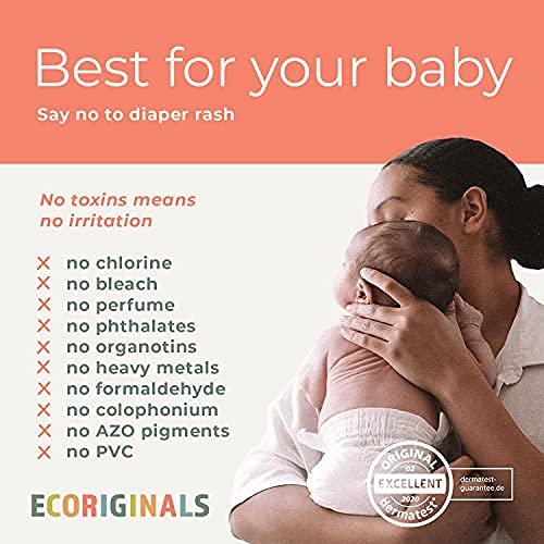Ecoriginals Eco Disposable Diapers | Newborn Plus Baby Size 1, 8-13lbs | 6 Pack - 28pcs Per Pack, 168 Count | Plant-Based, Non-Toxic