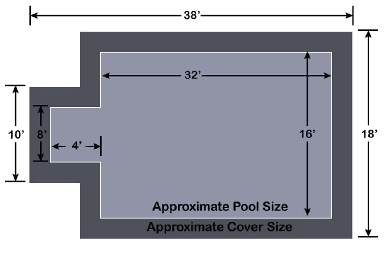 16' x 32' Rectangle with 4' x 8' Center End Step Loop-Loc II Gray Super Dense Mesh In-Ground Pool Safety Cover