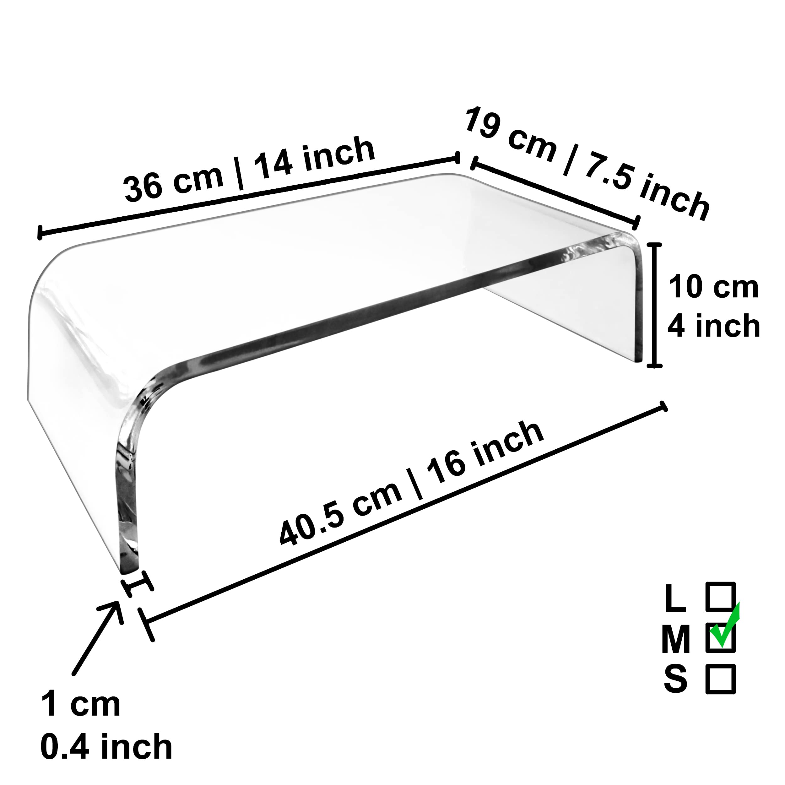 AMT Premium Acrylic Clear Monitor Stand Laptop/PC/Multimedia Monitor Riser for Home Office