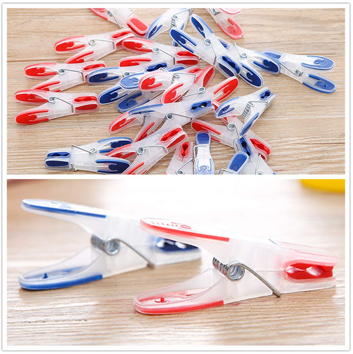 24 Pack Cute Clear Clothes Pins for Pictures Bathroom Clothesline Pegs Shirt Clips for Chip Bags Kitchen