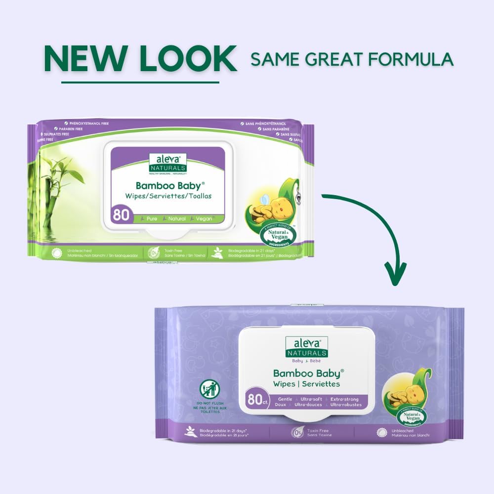 Aleva Naturals Bamboo Baby Wipes - Unscented - 80 ct
