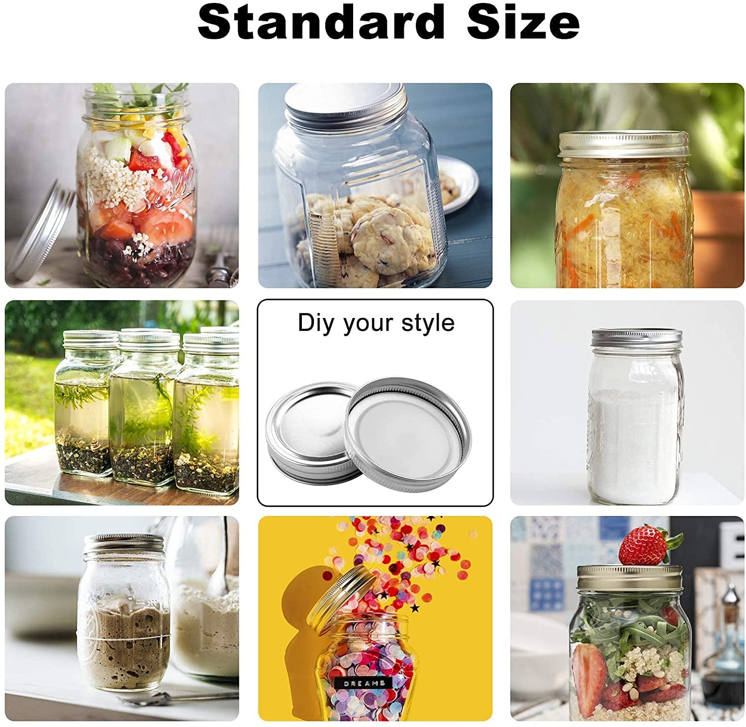 140 PCS Regular Mouth Canning Rings, Regular Mouth Mason Jar Rings - Split-Type Seals Jar Rings, Bands for Mason Jar Small Mouth (140 PCS REGULAR MOUTH 70MM, Silver)