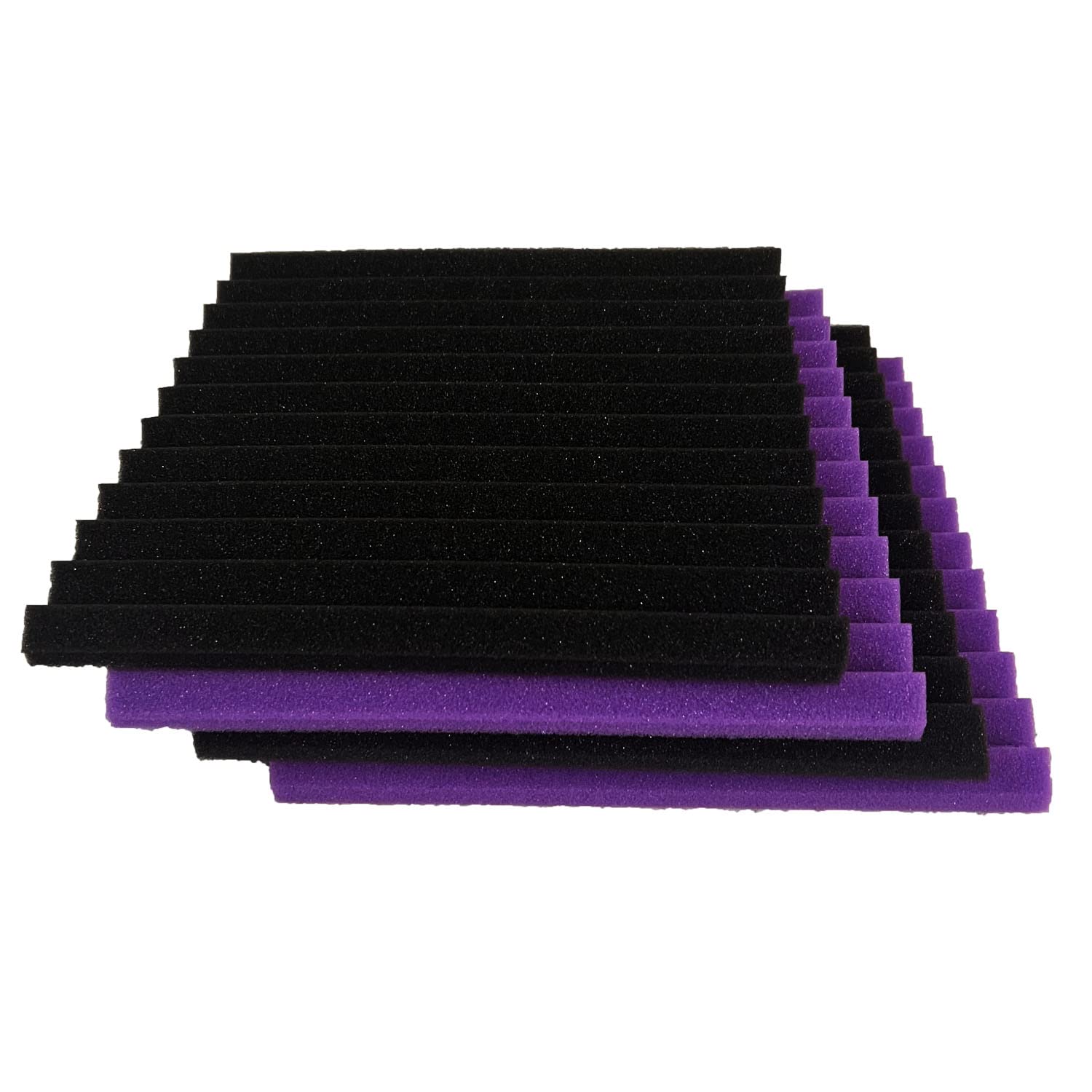 52 Pack 12 "X 12 "X1" Black/Purple Acoustic Panels Studio Soundproofing Foam Wedge Tiles,