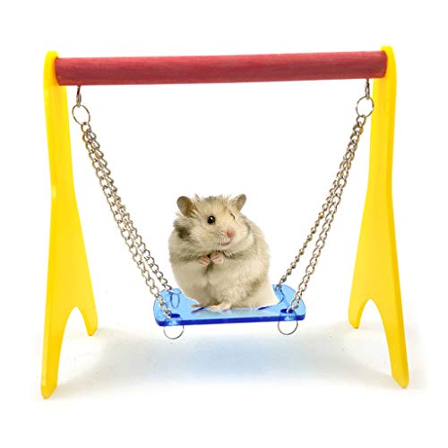 Lanema Bird Swing Baby Chick Toy Acrylic Swing Toy with Hanging Chain Perch Cage for Parrot