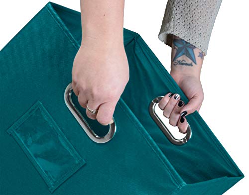 Cheer Home Storage Foldable Fabric Cube Storage Bin- Teal