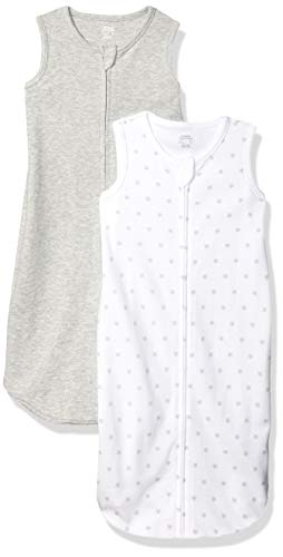 Amazon Essentials Unisex Babies' Cotton Sleep Sack, Pack of 2, Grey, Stars, 6 Months