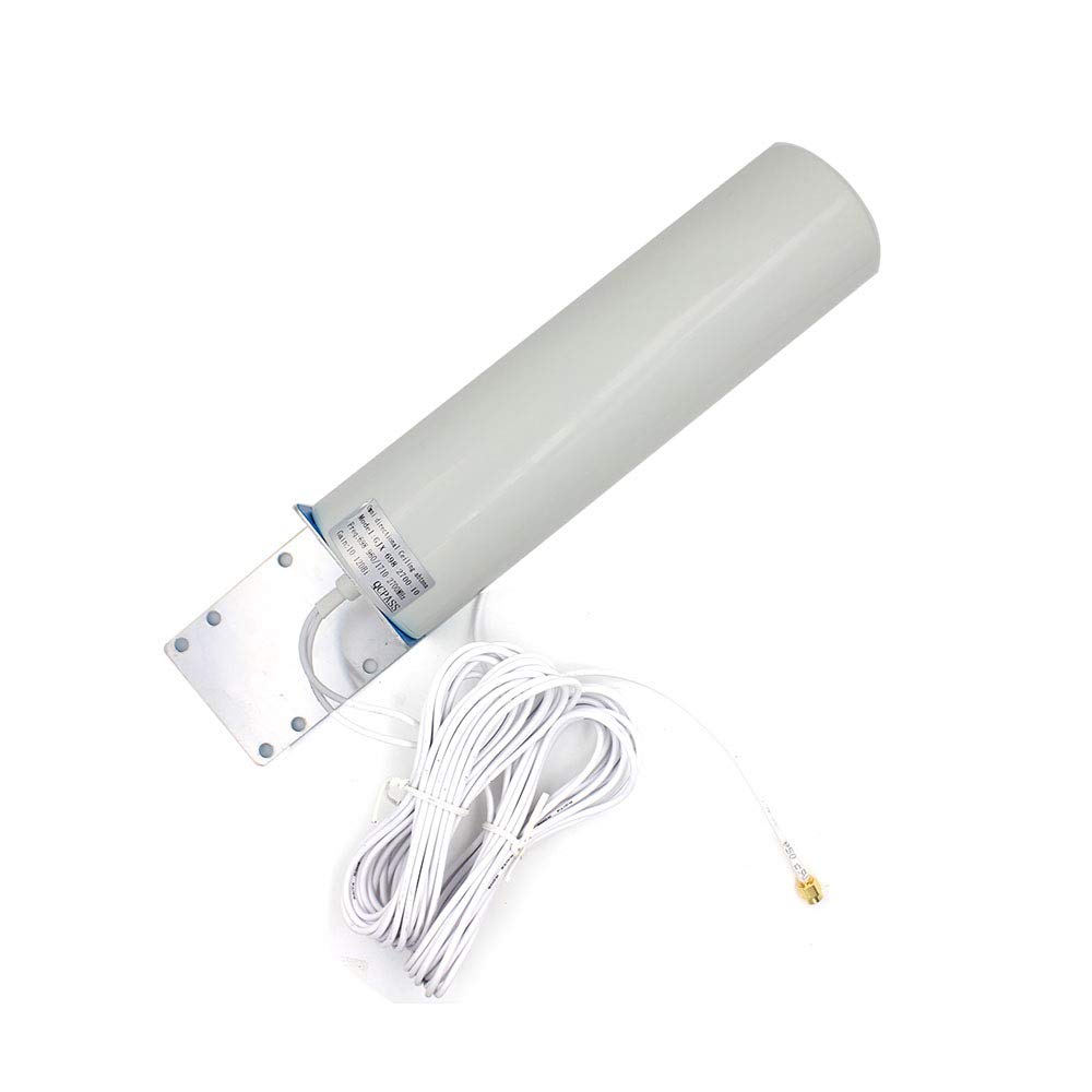 High Gain 10-12dBi Dual SMA Male 698-2700 MHz 3G/4G LTE Omni-Directional Outdoor Pole/Wall Mount Antenna for Mobile Cell Phone Signal Booster Cellular Amplifier 4G LTE Router Modem Gateway