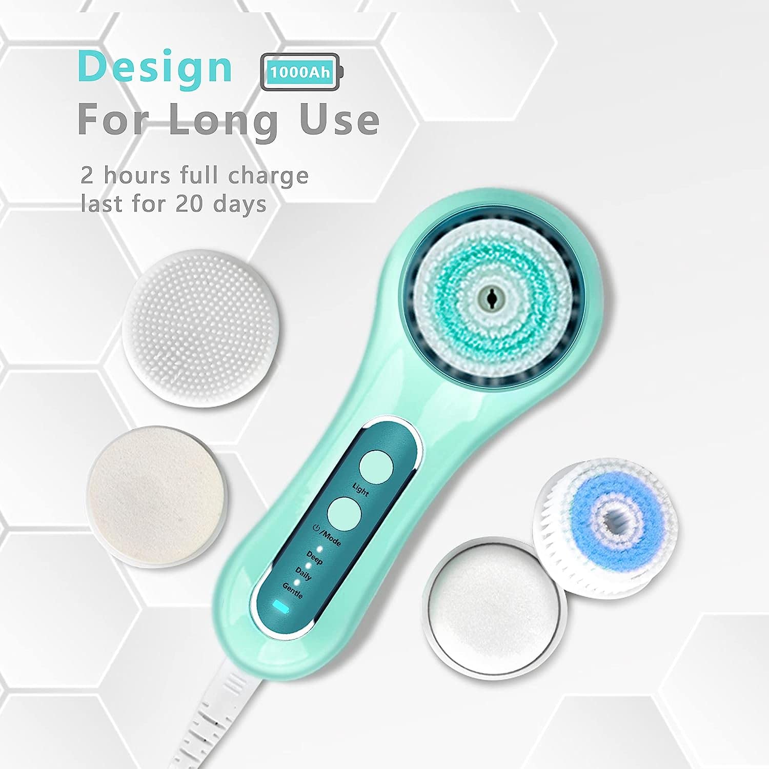 UMICKOO Face Scrubber Exfoliator,Facial Cleansing Brush Rechargeable IPX7 Waterproof with 5 Brush Heads,Electric Face Spin Brush for Exfoliating, Massaging and Deep Cleansing