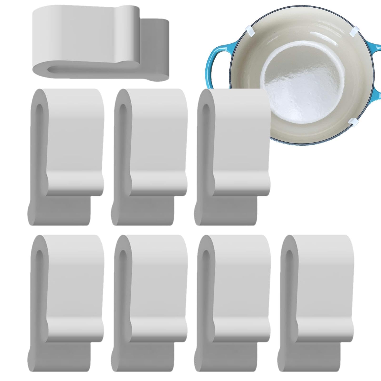 16 Pack Silicone Dutch Oven Lid Protector Clips, Dutch Oven Lid Flexible Bumper Protector Clips for Storage, Cookware Protector Replacement Clips, Non-Slip Protective Clips for Dutch Oven Pots