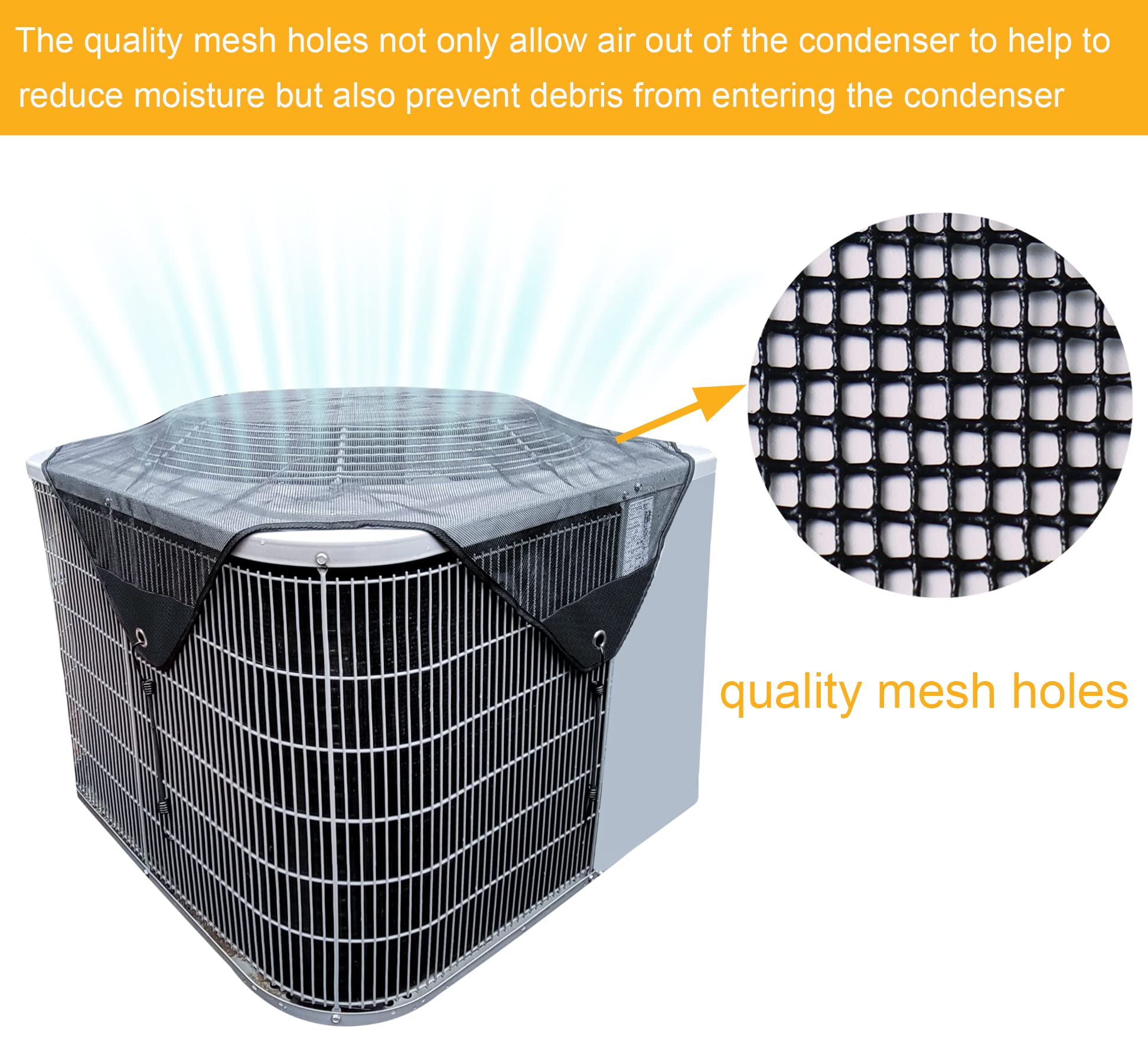 Air Conditioner Covers for Outside Units, Durable Leaf Guard Mesh Ac Cover for Outside Unit All Season Universal Condenser Heat Pump Cover for Outdoor Central AC Defender Set (28" x 28")