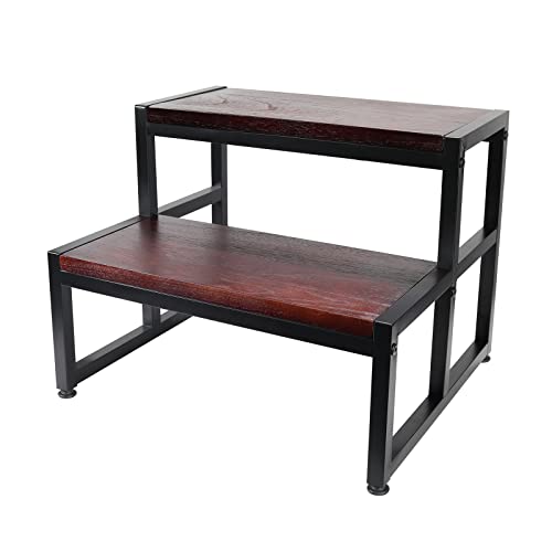 Annecy Wooden Step Stool with 400lb Load Capacity, Bedside Step Stool for Adult Kids, Wood Step Stool for Kitchen, Bathroom, Bedroom - Portable 2 Step Stool Dark Walnut (Assembly Required)