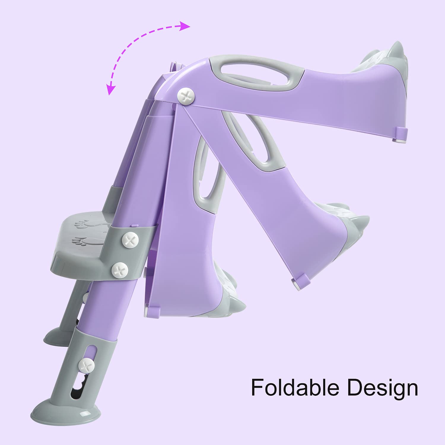 Potty Training Seat Ladder Girls,Toddlers Potty Training Toilet Seat Boys,Kids Potty Seat Potty Chair with Step Stool Fedicelly(Gray/Purple)