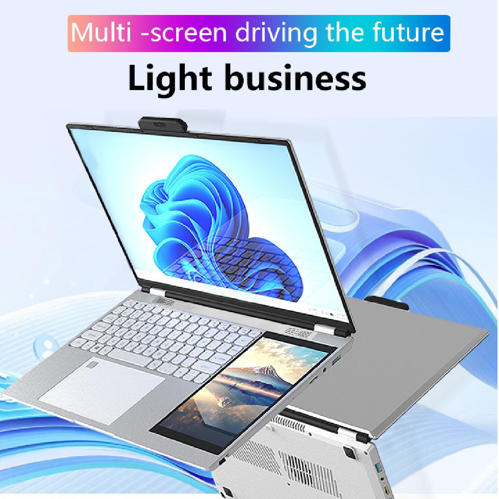 15.6 Inch Double Screen Laptop, 1920x1080 HD IPS Touch Screen 16GB Fingerprint Unlock Laptop N5105 Processor Laptop Computer with Astylus Supports Windows 10 11 System (16GB+1TB