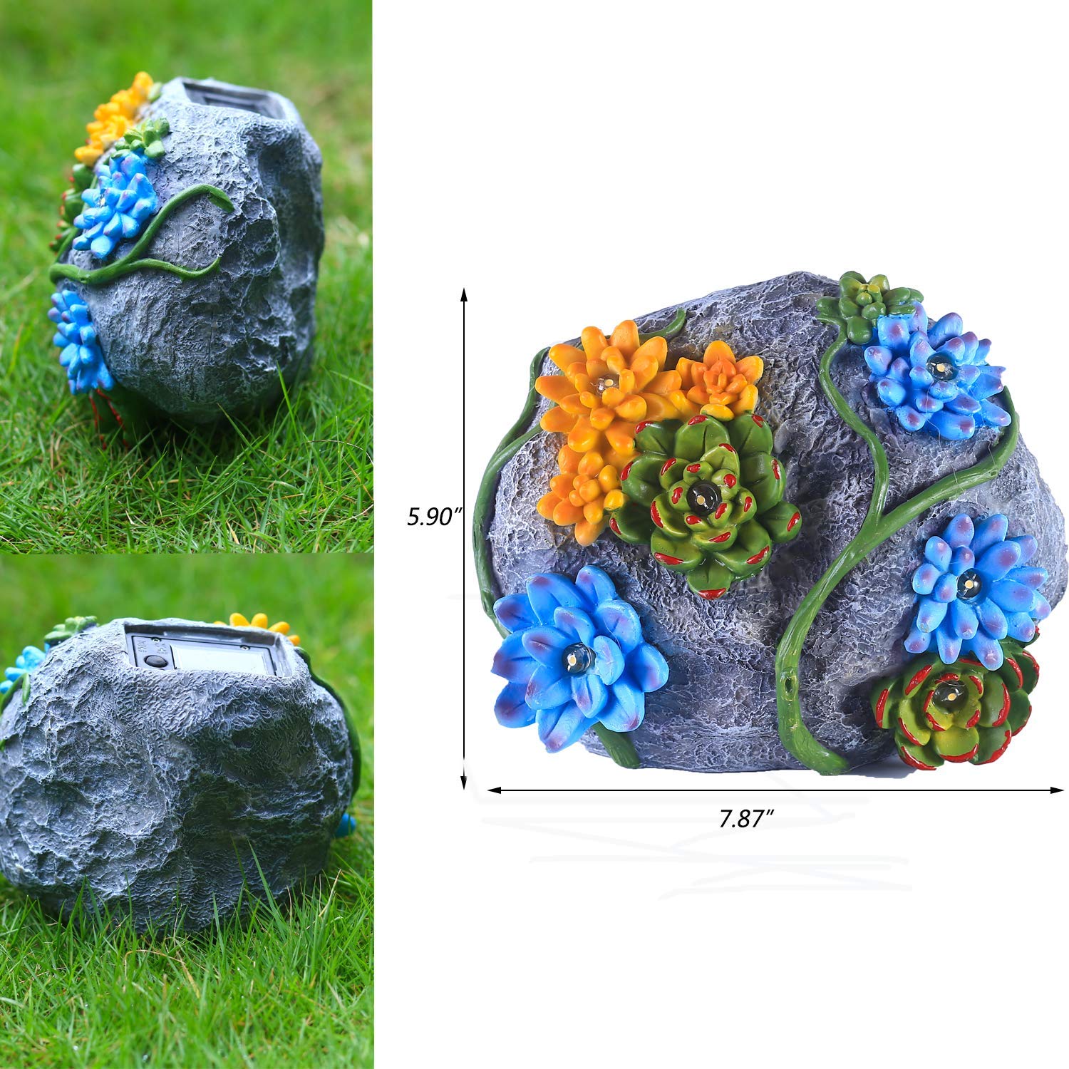 ANTEROOF Garden Statue, Solar Powered LED Outdoor Decor Garden Lights, Polyresin Garden Figurines for Outdoor Decoration (Outdoor Paradise)