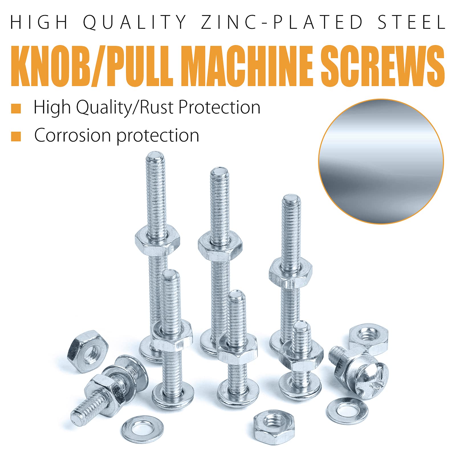 VIGRUE 705PCS #8-32x1/2 to #8-32x2 Machine Screws 8/32 Knob/Pull Screws Bolt Nut Flat Washers Zinc-Plated Steel Phillips Machine Screws Assortment Kit, Cabinet Door and Drawer Screws